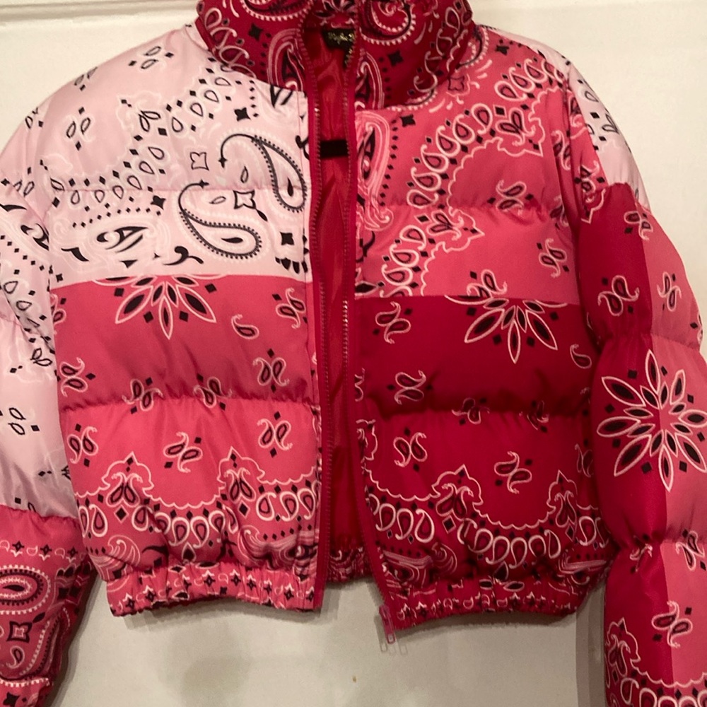 Multi Color Cropped Puffer Jacket - Gem